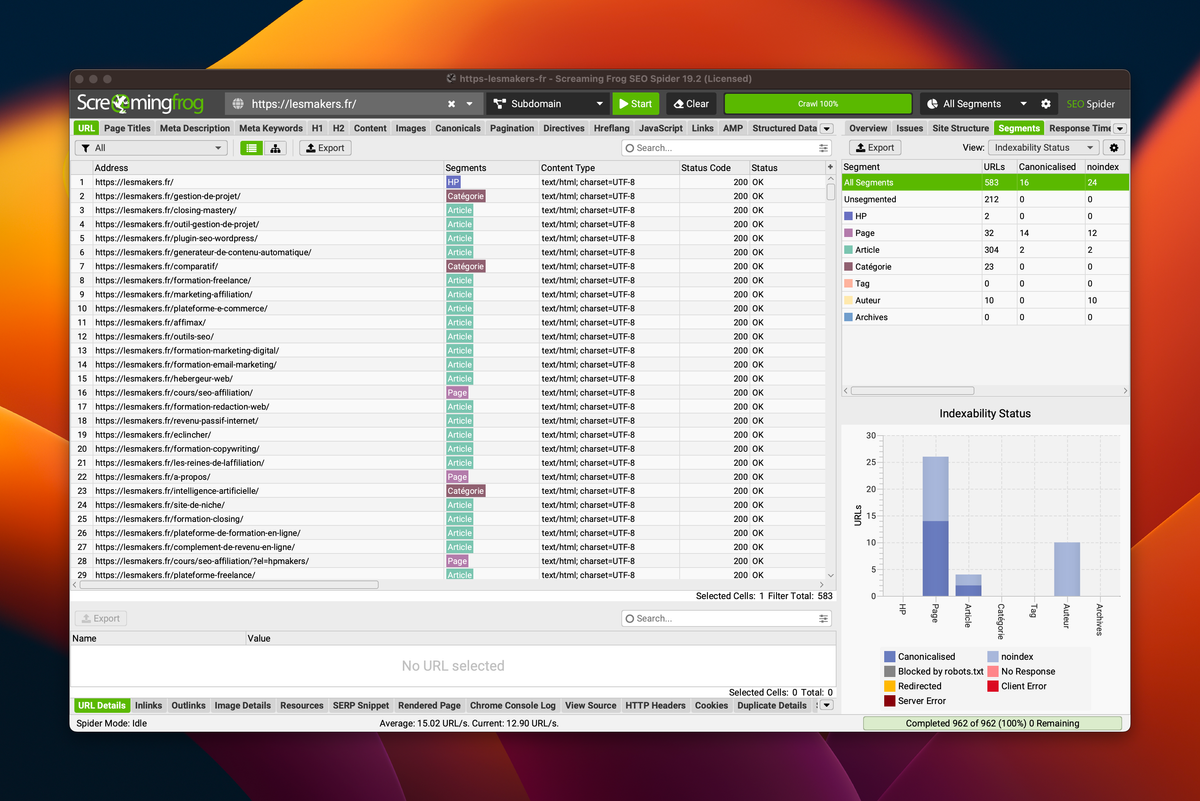 Comment catégoriser un site WordPress avec Screaming Frog
